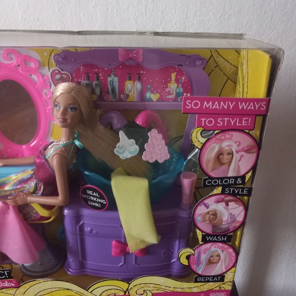 Mattel | Toys | 20 Barbie Hairtastic Color And Wash Salon Doll Set Nib ...